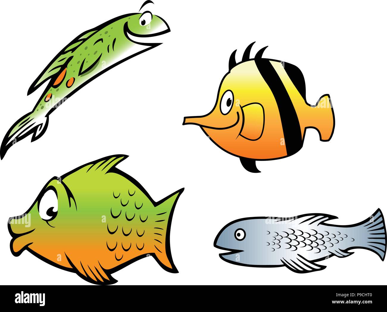 cartoon vector illustration of a fish collection Stock Vector Image ...