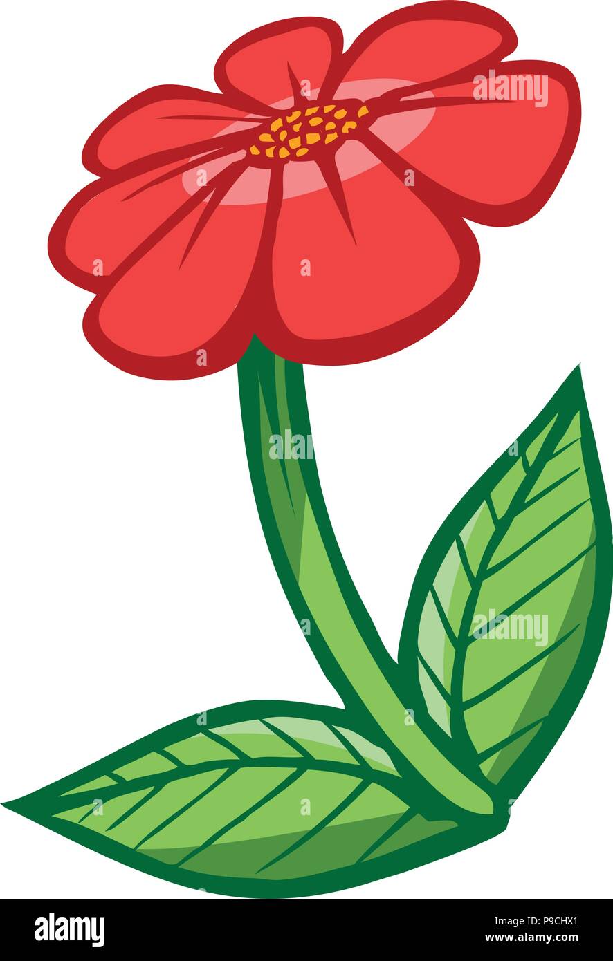 cartoon vector illustration of a red flower Stock Vector Image & Art ...
