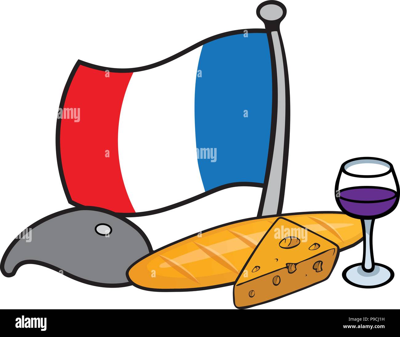 cartoon vector illustration of French icons Stock Vector Image & Art ...
