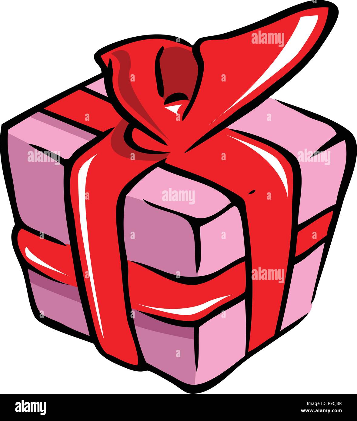 cartoon vector illustration of a gift with ribbon Stock Vector Image ...