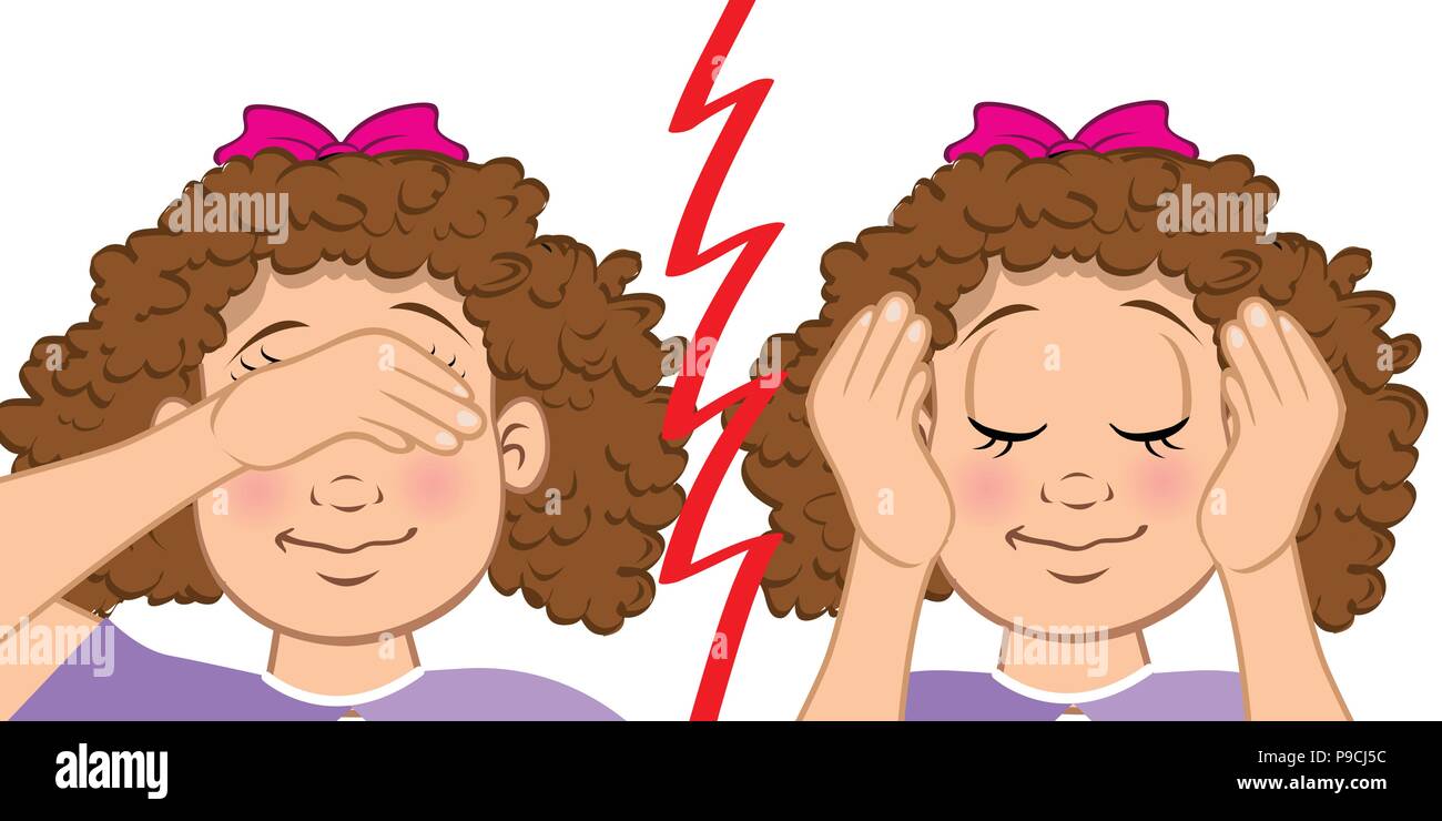 cartoon vector illustration of a deaf and blind girl Stock Vector Image ...