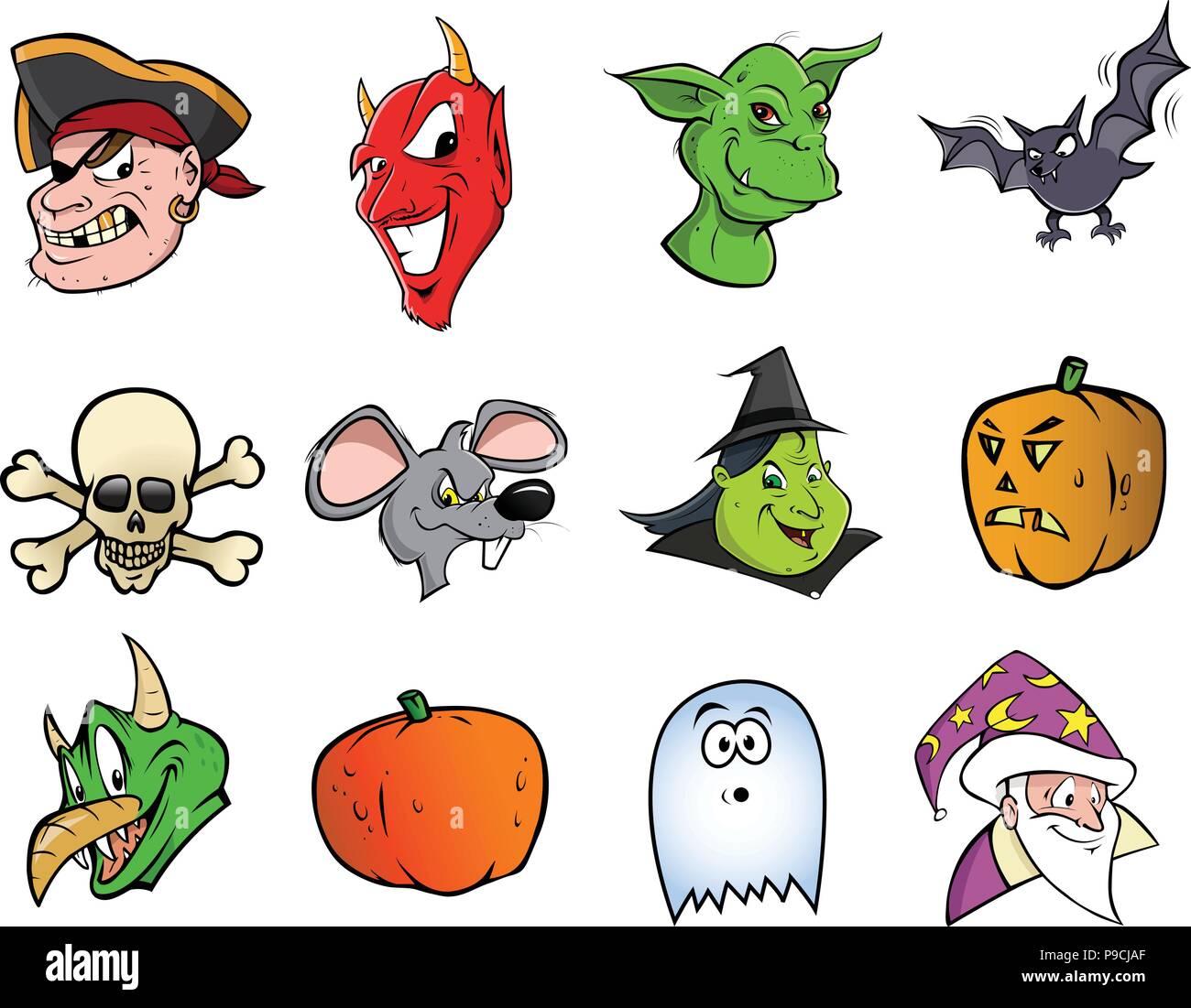 cartoon vector illustration of a Halloween collection Stock Vector ...