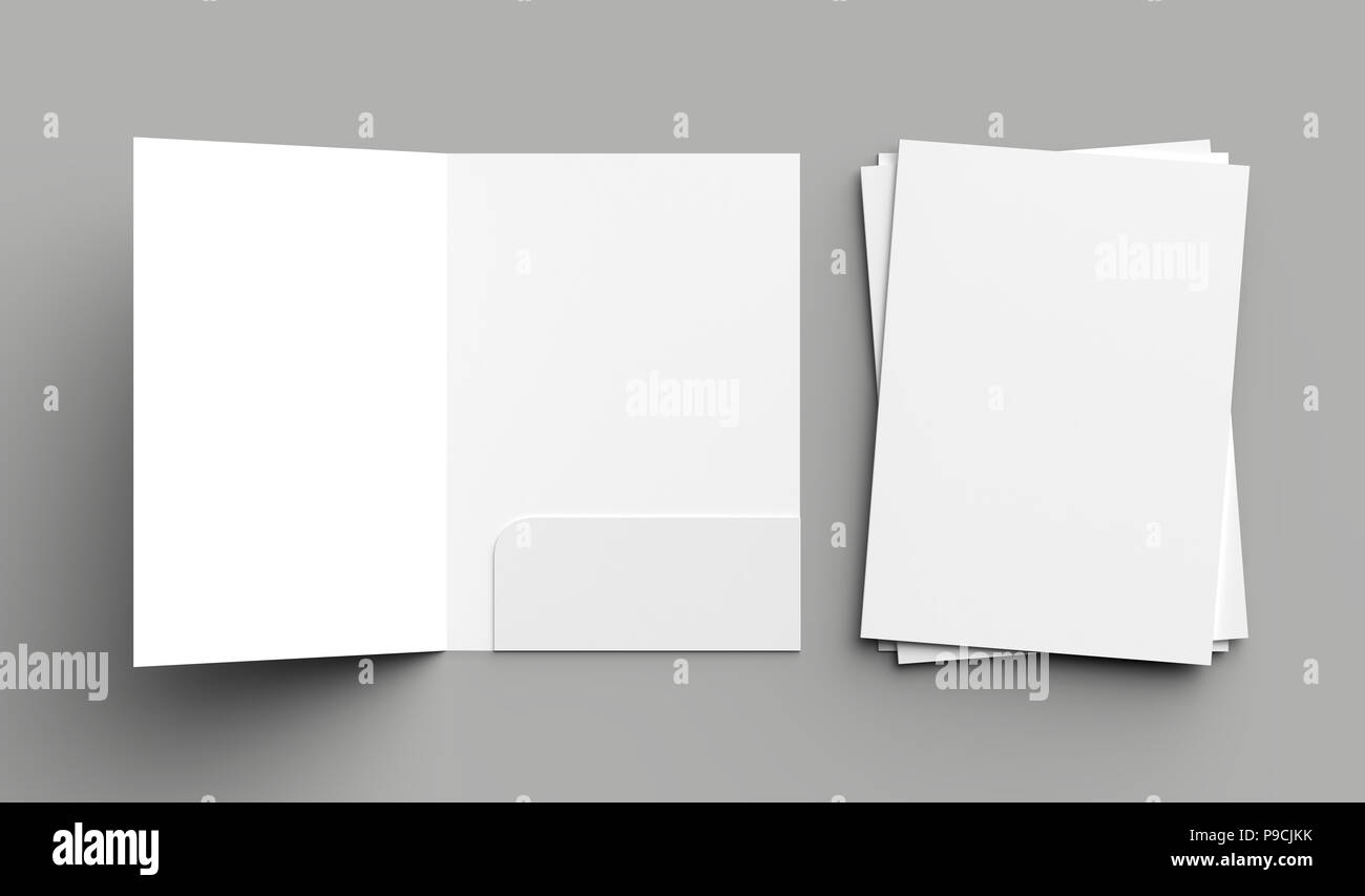 A4 Size Single Pocket Reinforced Folder Mock Up Isolated On Gray Background 3d Illustration