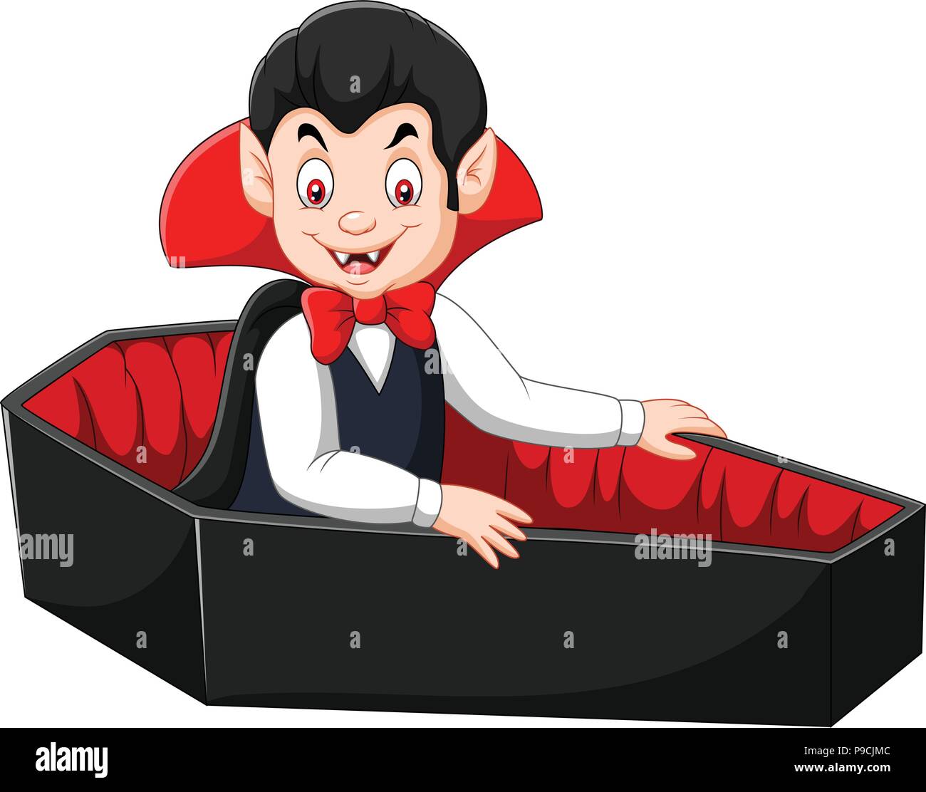 Cartoon happy vampire in his coffin Stock Vector Image & Art - Alamy