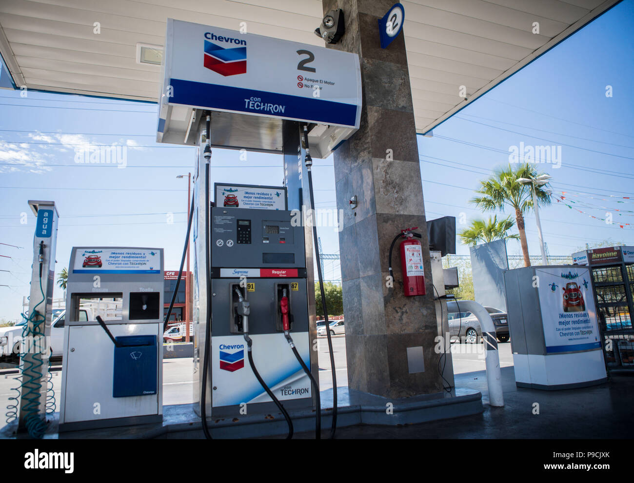 Chevron gas station in Mexico. Techron. Gas station. Gasoline service ...
