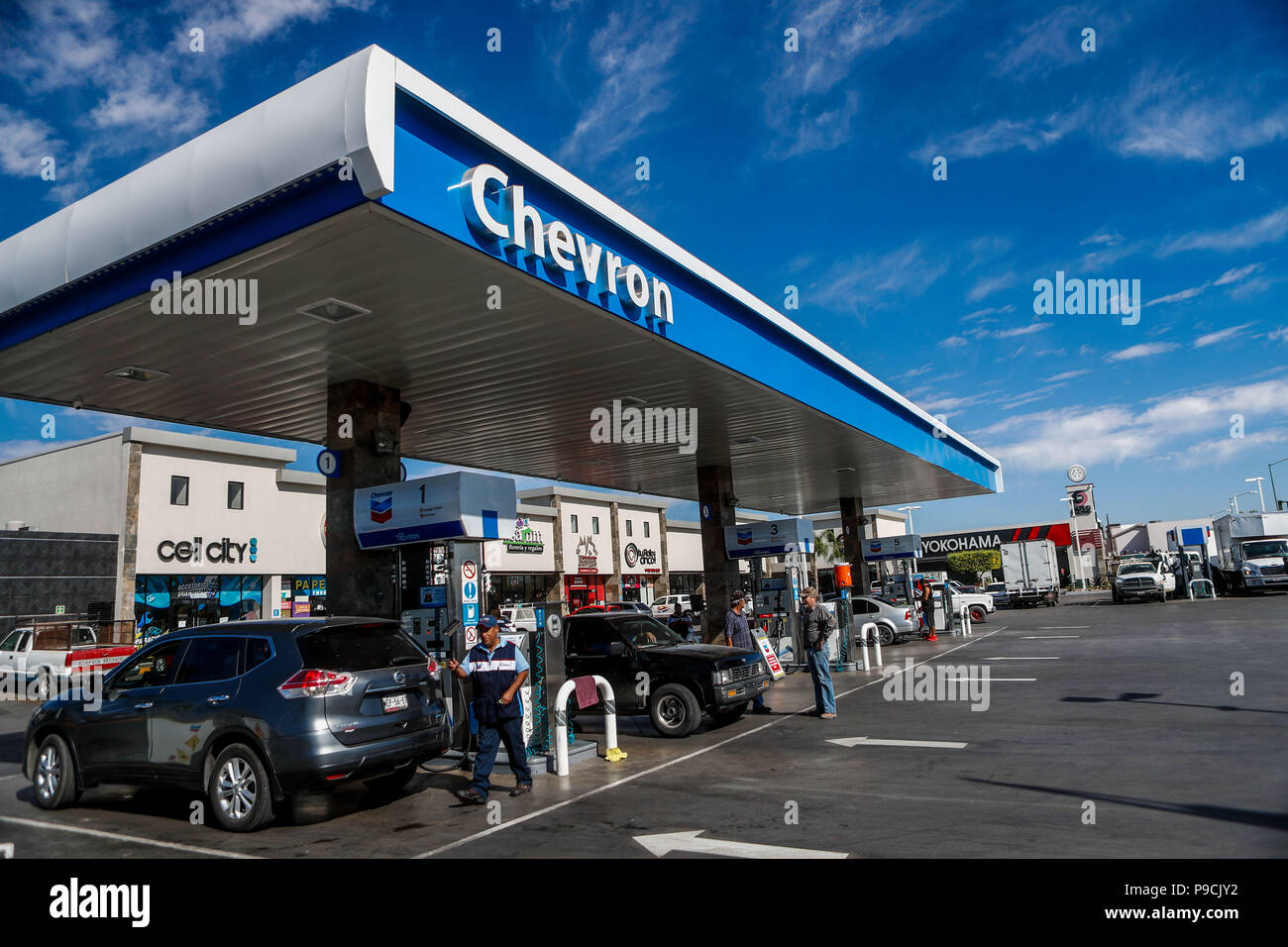 Chevron gas station in Mexico. Techron. Gas station. Gasoline service ...