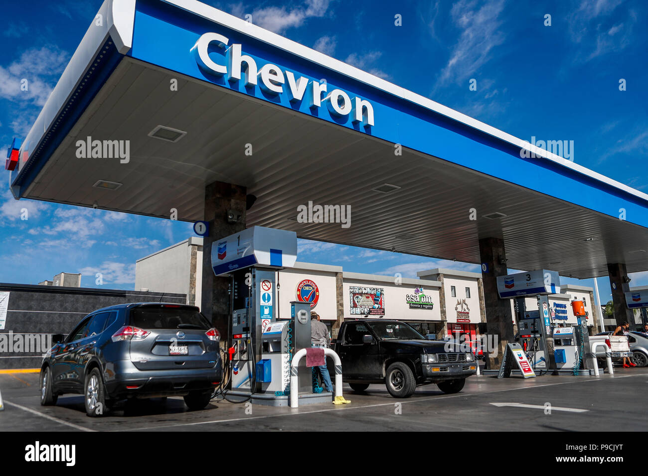 Chevron gas station in Mexico. Techron. Gas station. Gasoline service ...