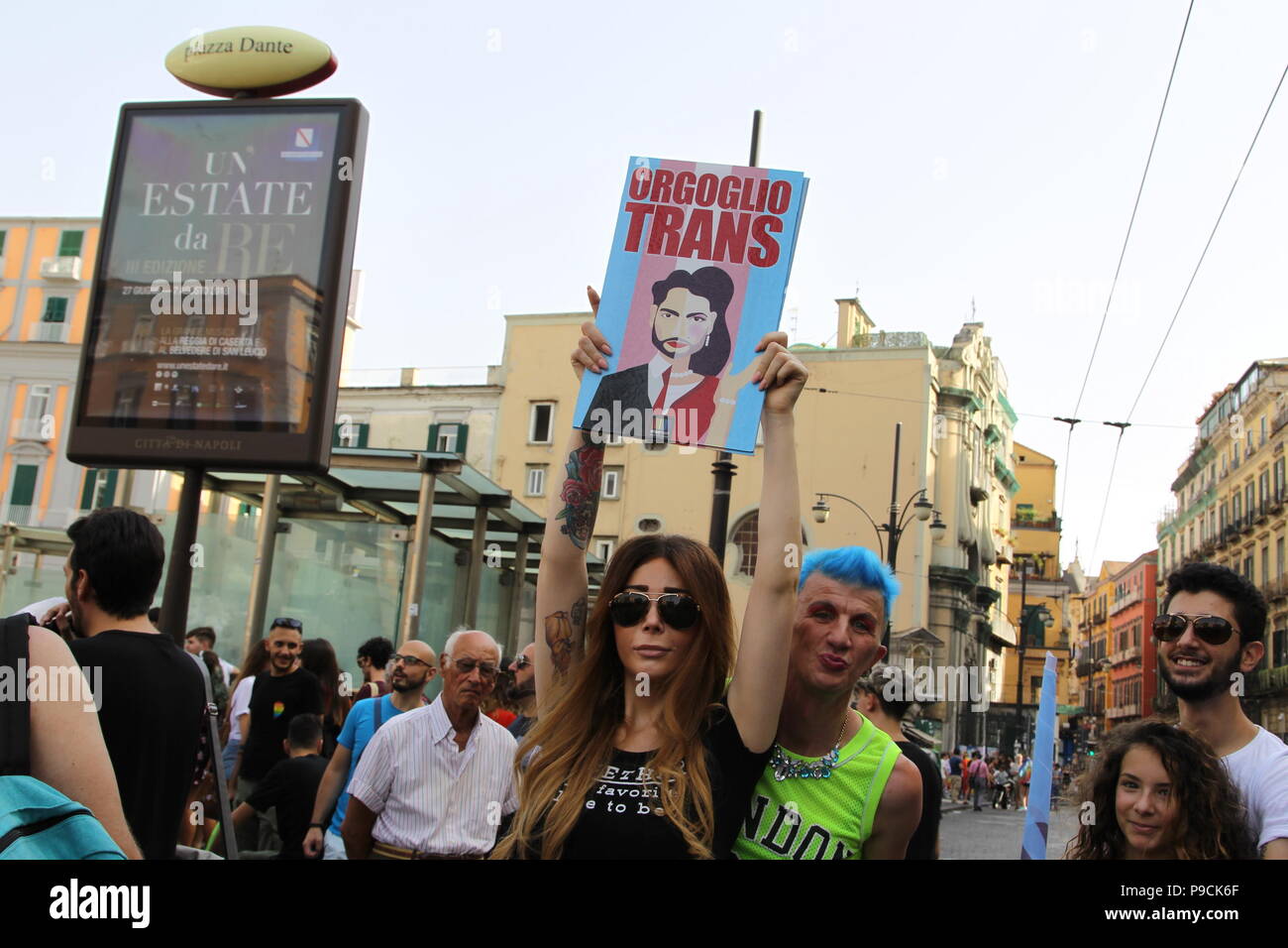 Naples, Italy. 14th July, 2018. Parade through town during Napoli Pride ...