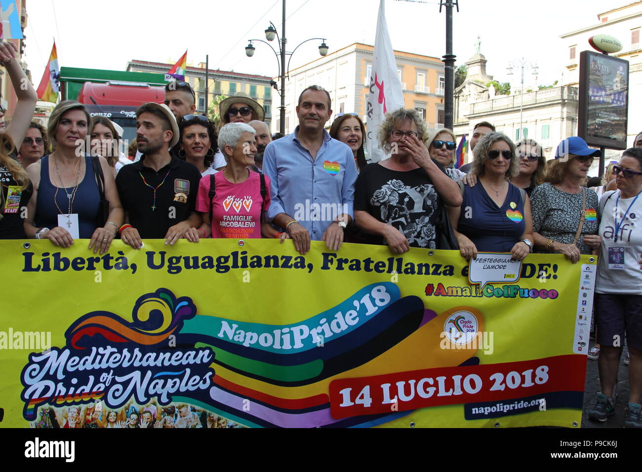 Naples, Italy. 14th July, 2018. Parade through town during Napoli Pride ...