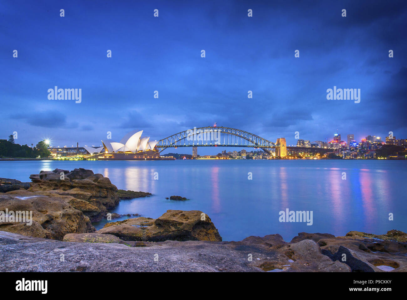 overview of the Sydney Harbour Bridge and Sydney Opera House Stock ...