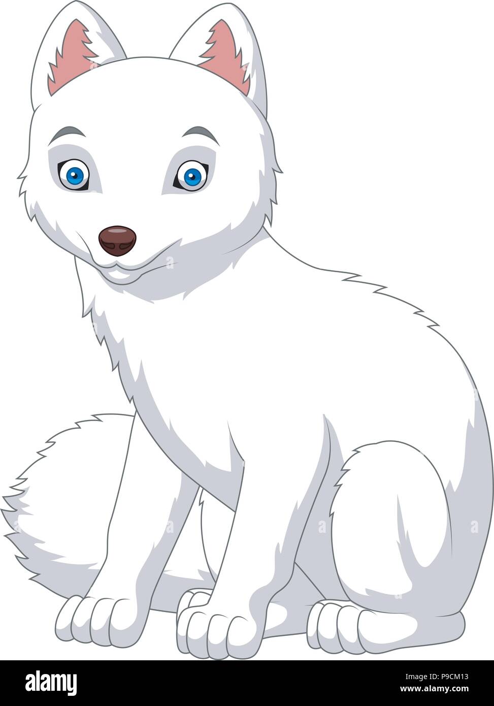 Cartoon arctic fox isolated on white background Stock Vector Image ...