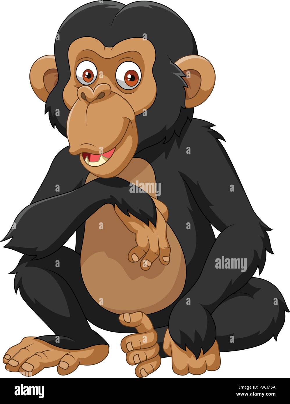 Cartoon chimpanzee isolated on white background Stock Vector Image ...