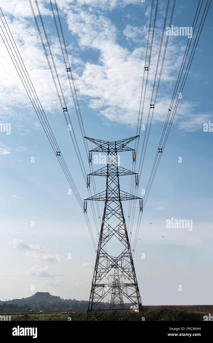 High voltage electrical pole structure in Kampala, Uganda, Africa Stock ...