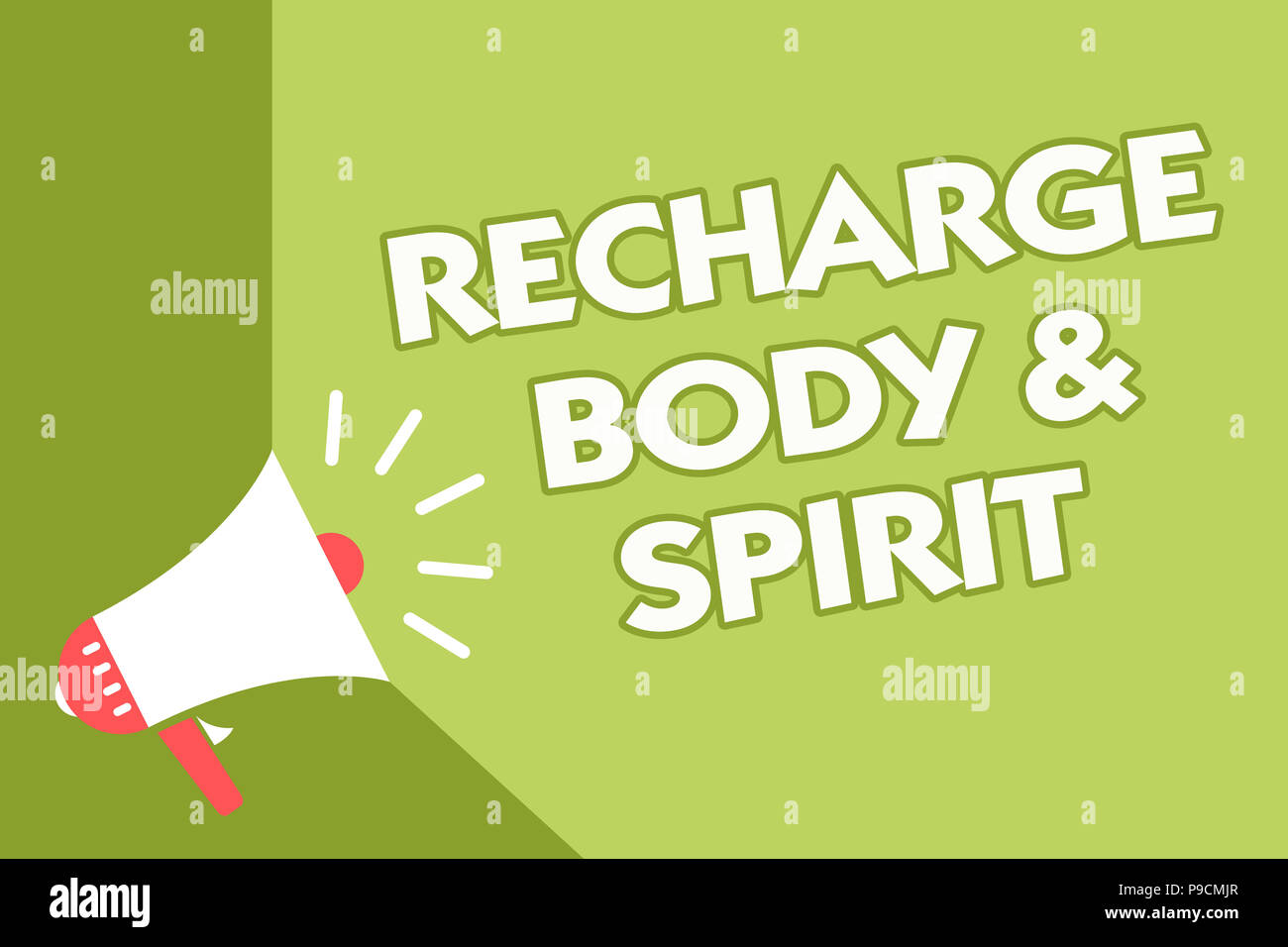 Word writing text Recharge BodyandSpirit. Business concept for fill your energy through ...