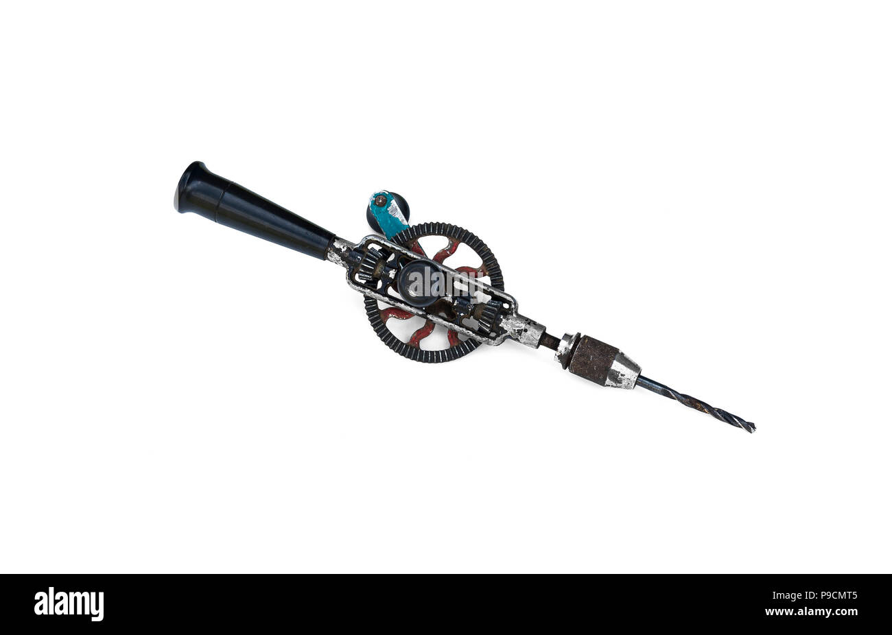 Hand tools. Manual mechanical drill with worm gear, white background ...