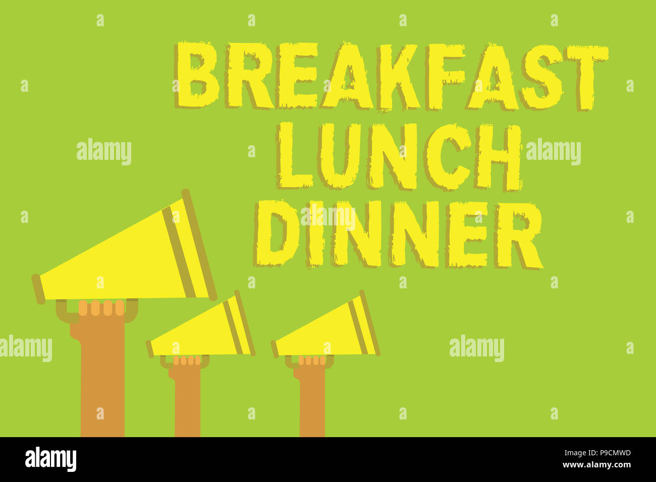 Word writing text Breakfast Lunch Dinner. Business concept for eating ...