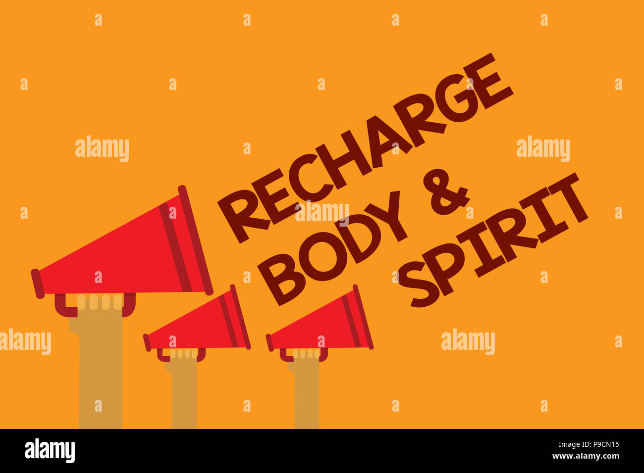 Word writing text Recharge BodyandSpirit. Business concept for fill your energy through ...