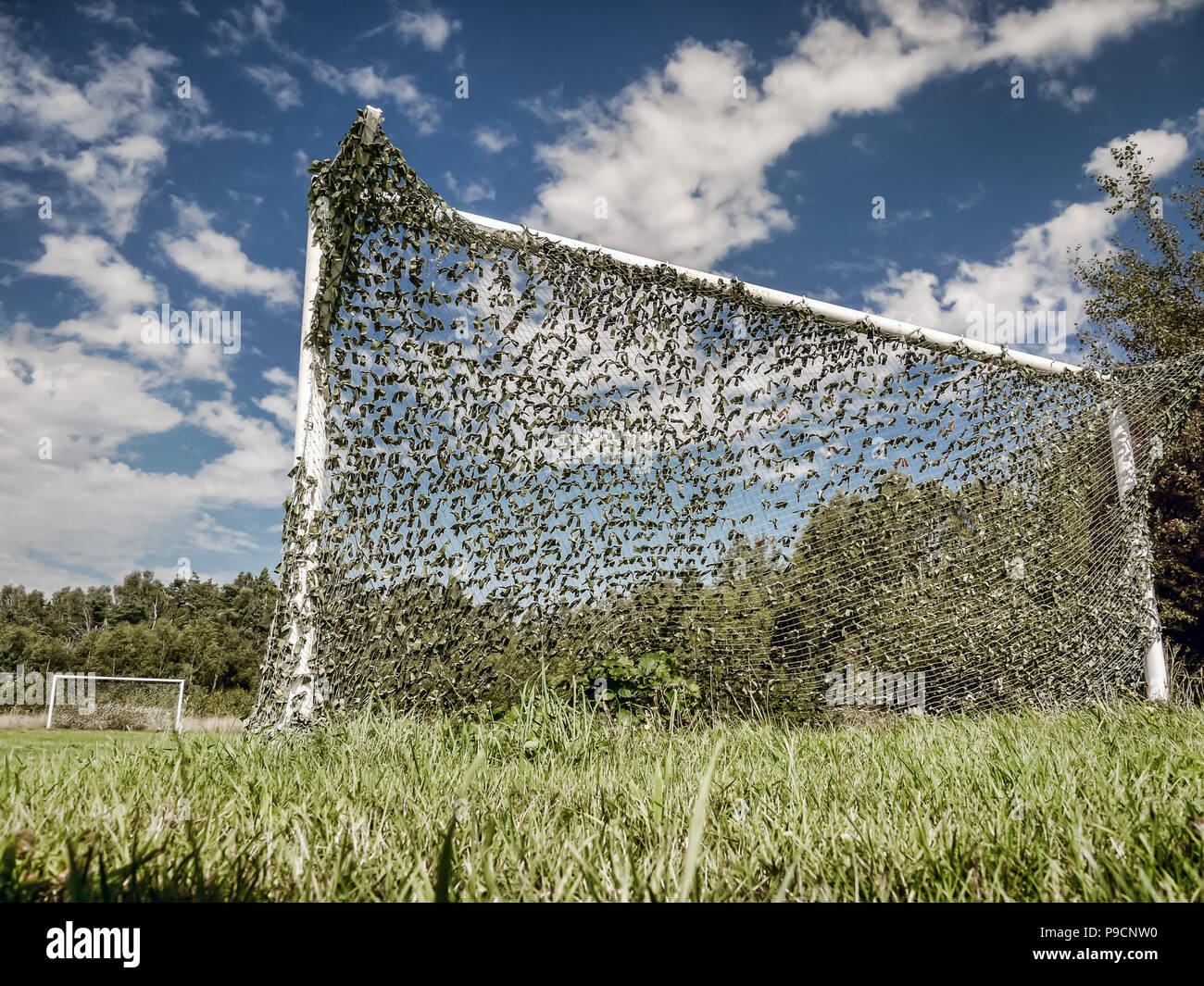 Abandoned rural soccer ball field with goals Stock Photo - Alamy