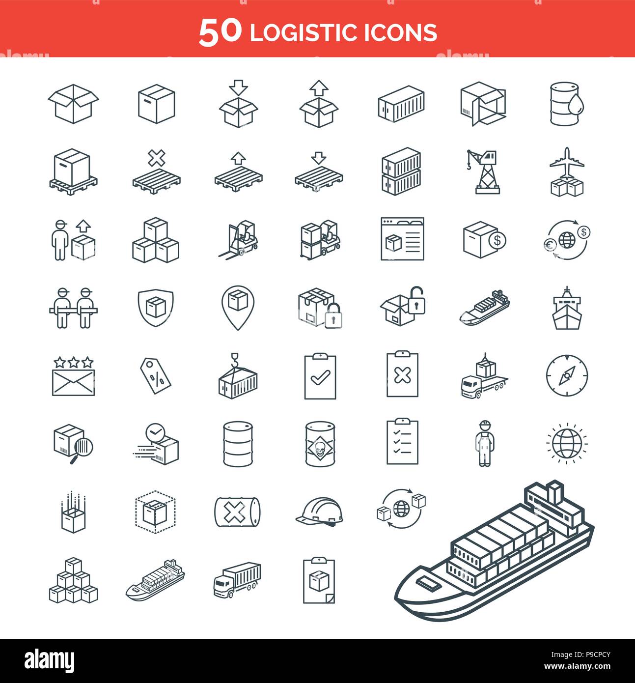 Simple Set of Logistics Package Delivery Related Vector Line Icons ...