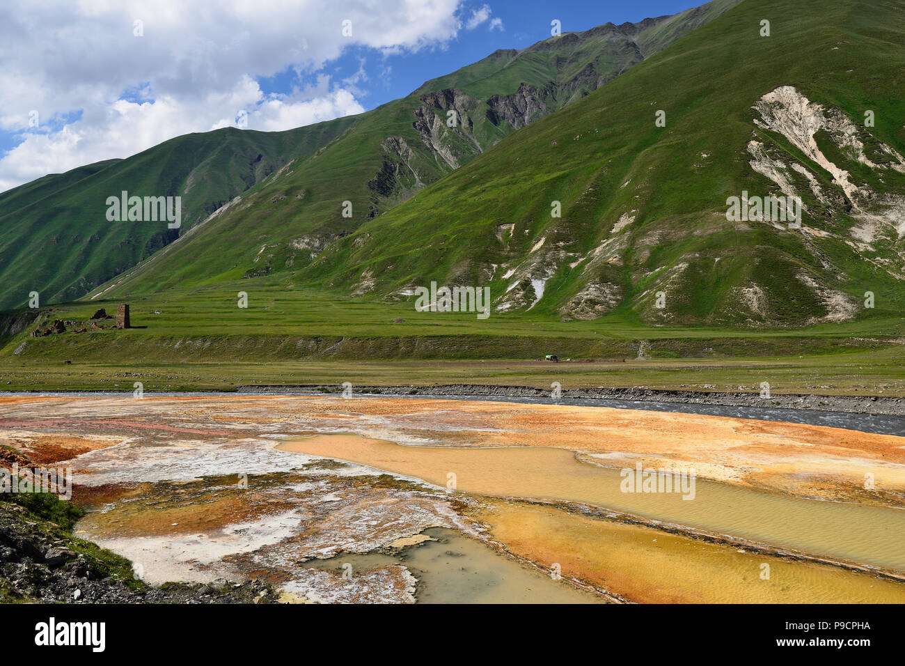 Beautiful Truso Truso Gorge near the Kazbegi city in the mountains of ...