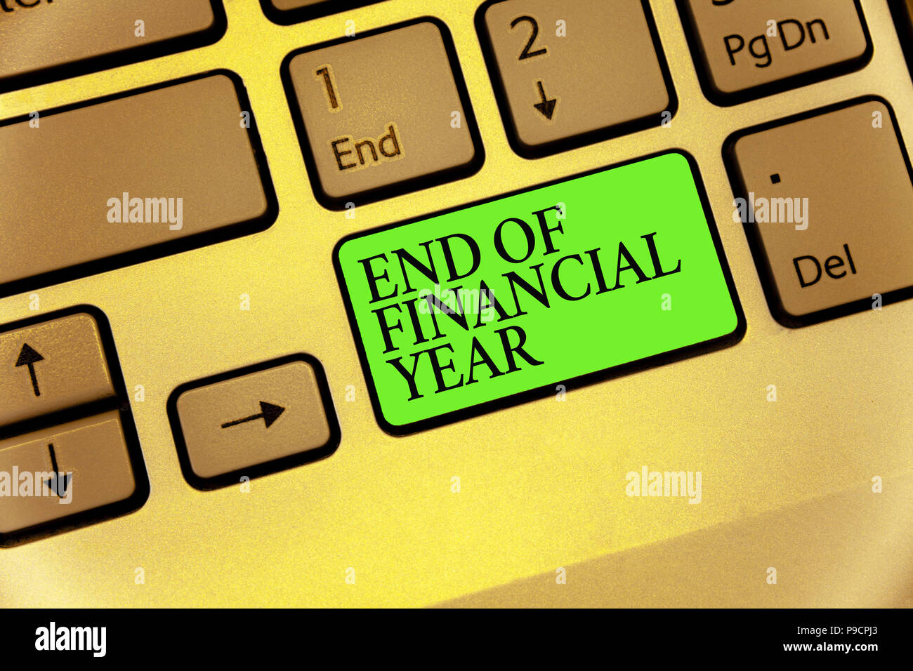 Writing note showing End Of Financial Year. Business photo showcasing ...