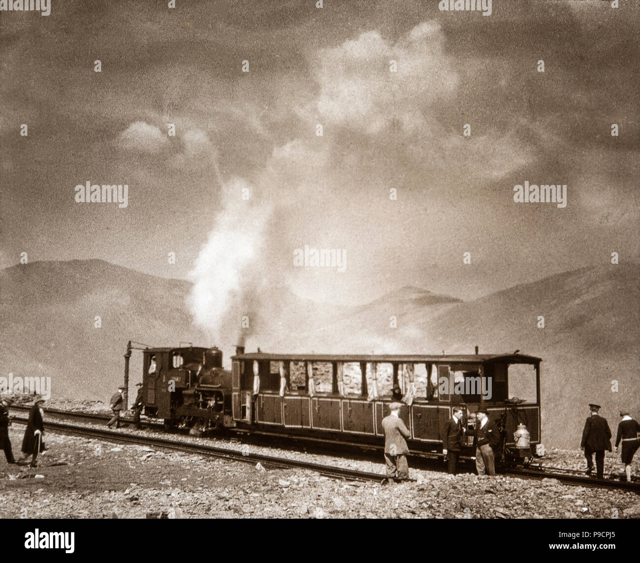 Early photograph of the Snowdon Mountain Railway in Snowdonia, North ...