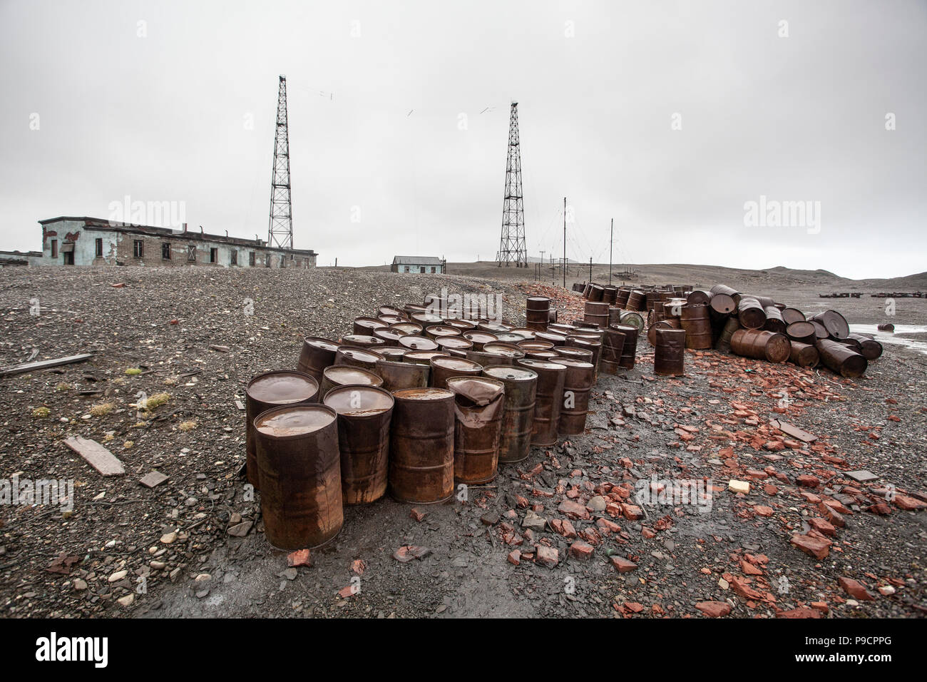 Fuel Barrels at an Abandoned Russian Arctic Station, Novaya Zemlya ...