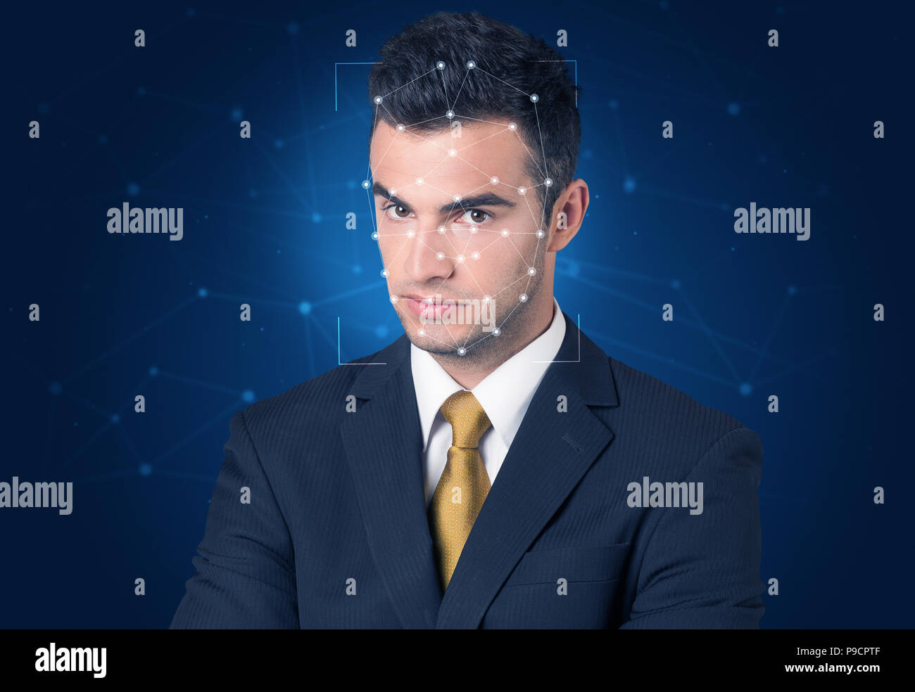 Recognition of a face by layering a mesh. Biometric verification and ...