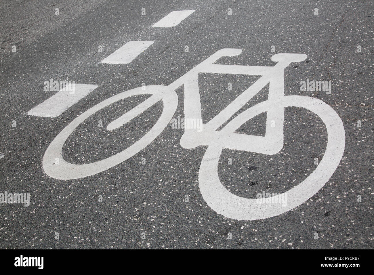 Bike Lane Sign on Road Stock Photo - Alamy