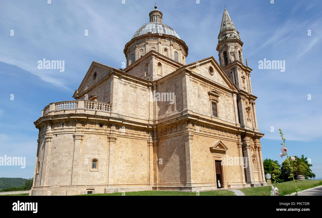 The San Biagio church frontage, at Montepulciano (Italy). Below the ...