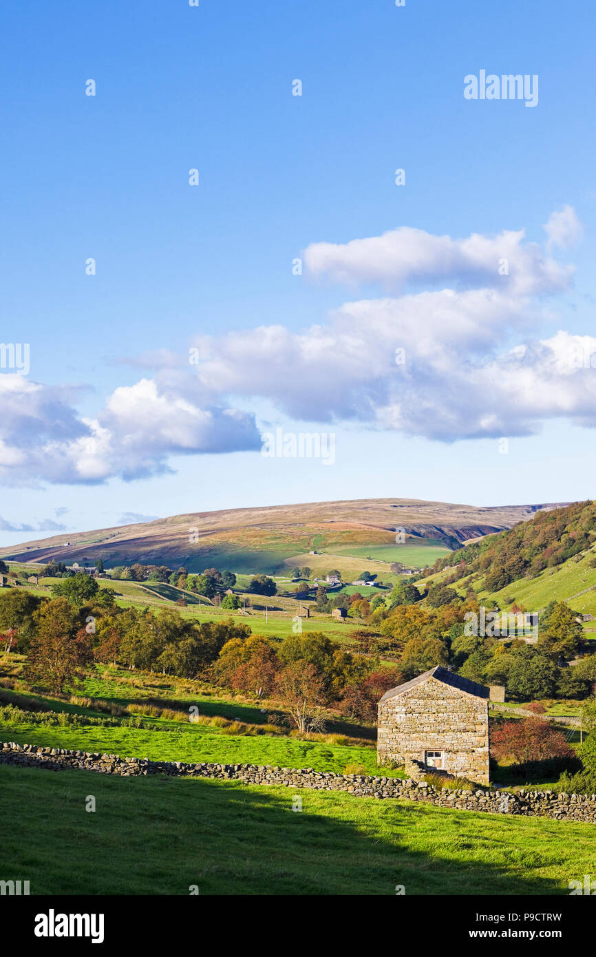 The beautiful English countryside landscape of Swaledale in the ...