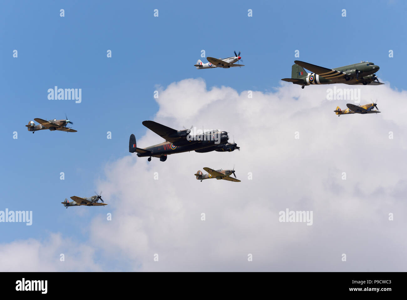 Battle of Britain Memorial Flight Trenchard Plus formation flying at ...