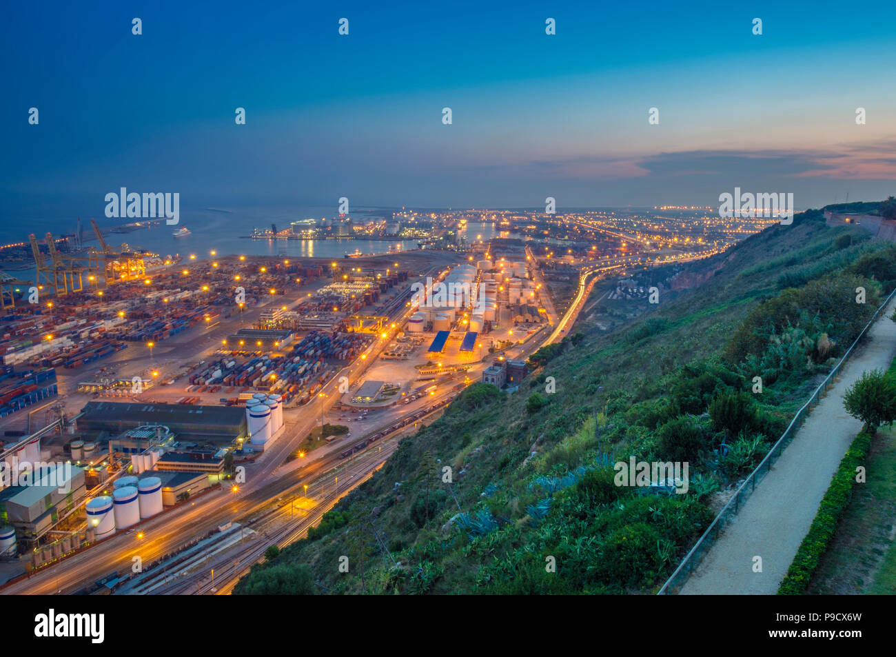 port of Barcelona. night city view, Spain Stock Photo - Alamy