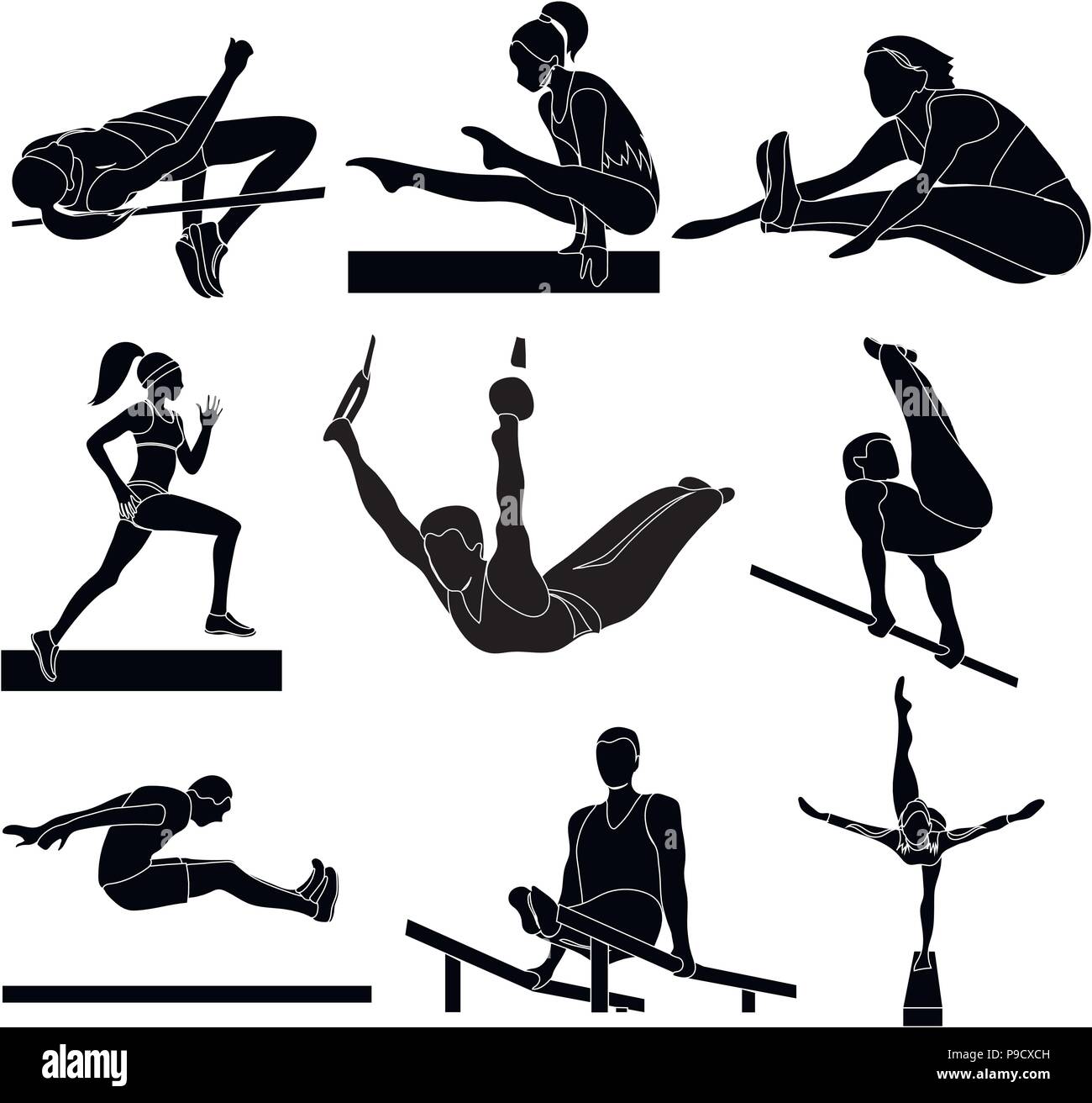 Athletes in competitions, girls, sport, vector. Lifestile, fitness, gym ...