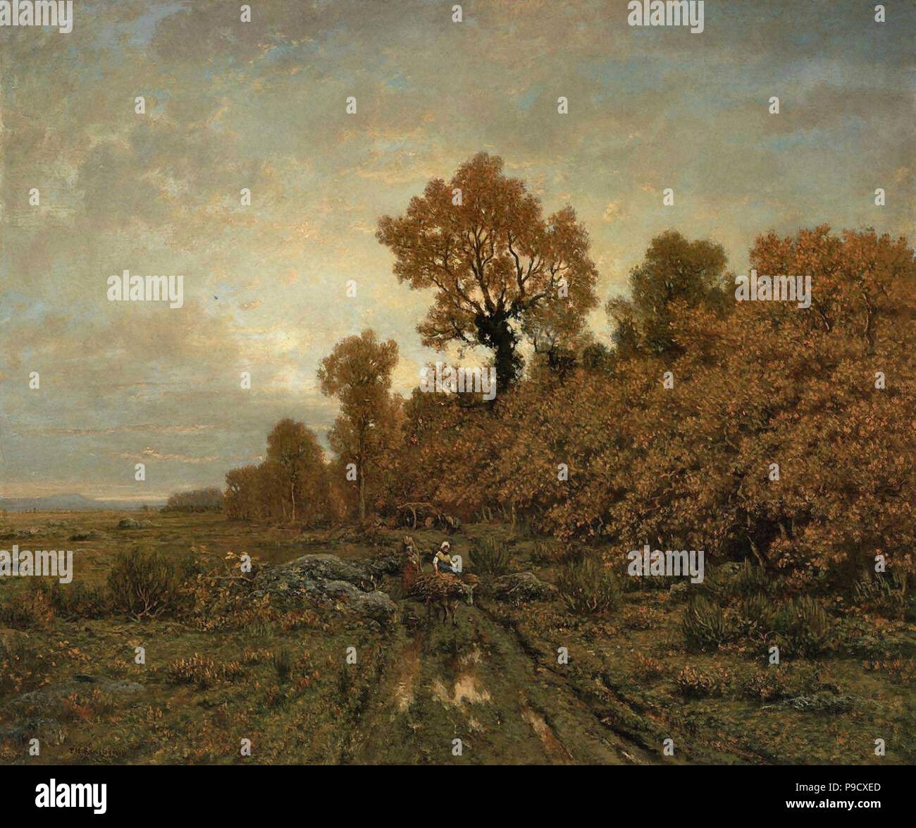 Rousseau Theodore - Gathering Wood in the Forest of Fontainebleau Stock ...