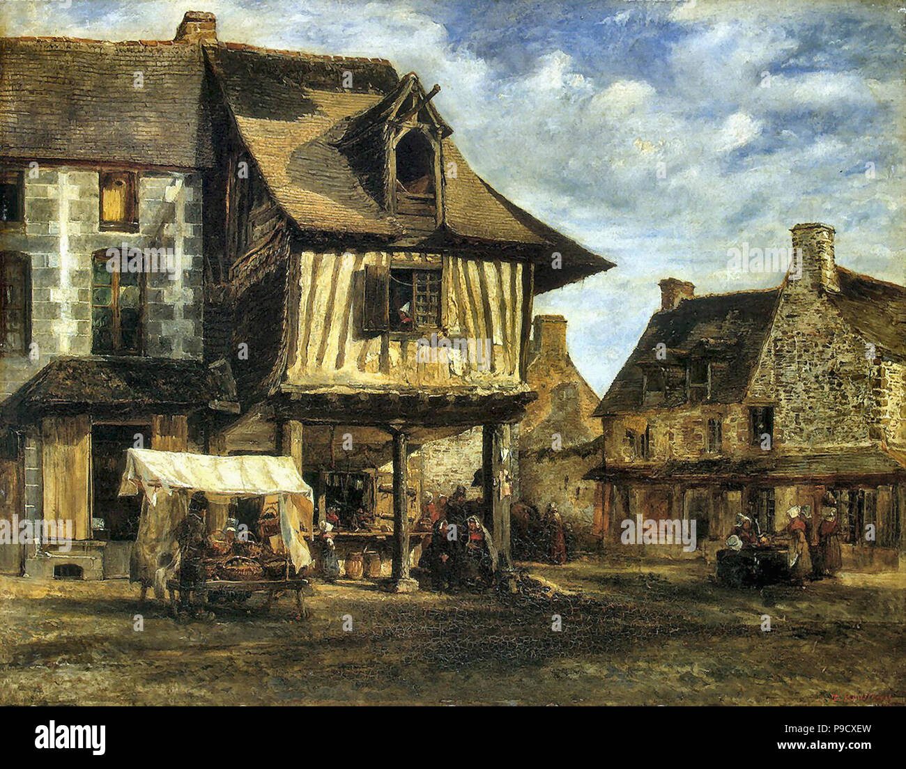 Rousseau Theodore - Market in Normandy Stock Photo - Alamy