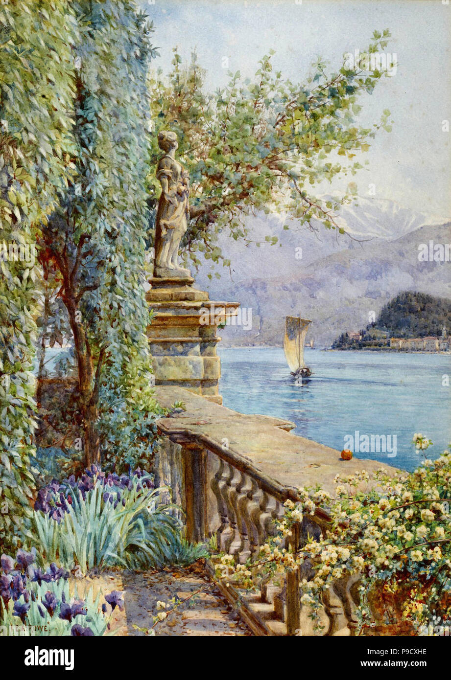 Rowe Ernest Arthur - over the Balustrade - Villa Carlotta Tremezzo Lake ...