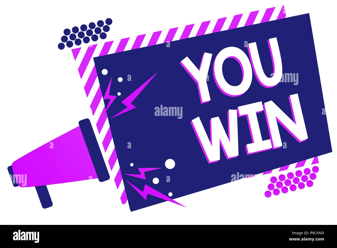 Text sign showing You Win. Conceptual photo be first in school race or ...