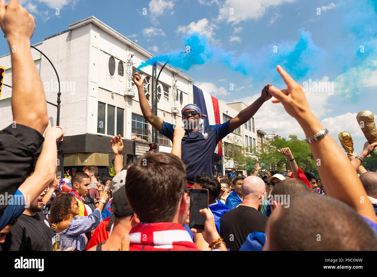 Montreal, CANADA 15th July 2018: French nationals celebrate the victory ...