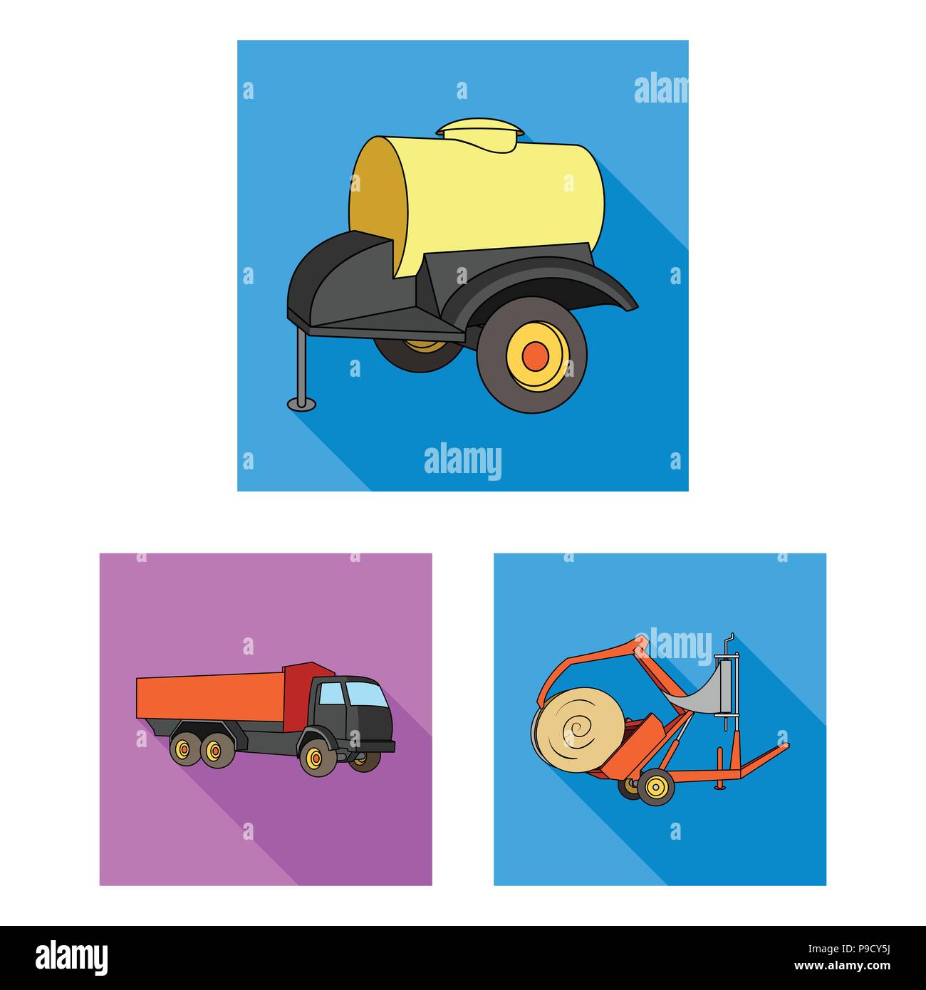 Agricultural machinery flat icons in set collection for design ...