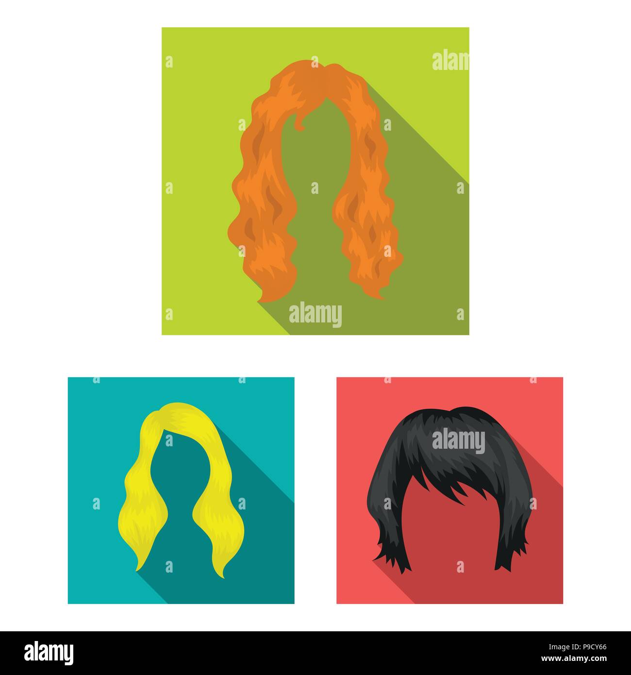 Mustache and beard, hairstyles flat icons in set collection for design ...