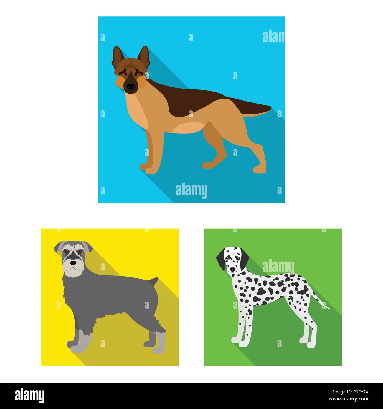 Dog breeds flat icons in set collection for design.Dog pet vector ...