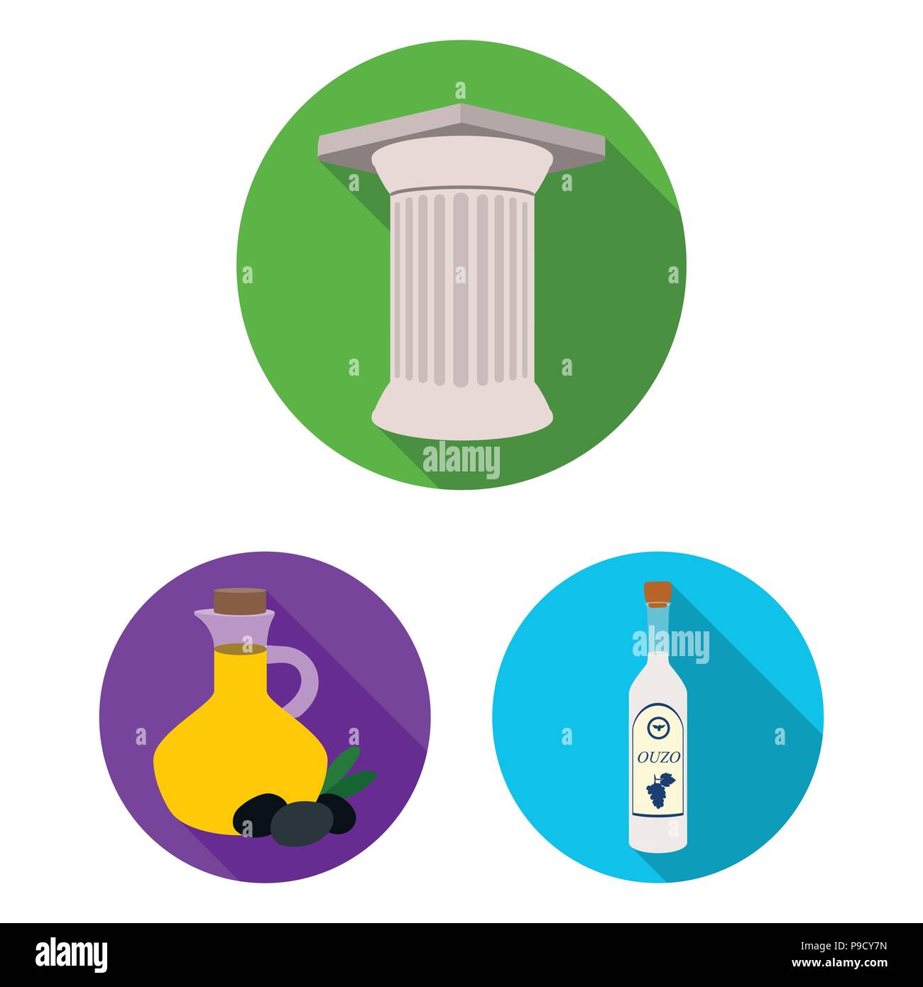 Country Greece flat icons in set collection for design.Greece and ...