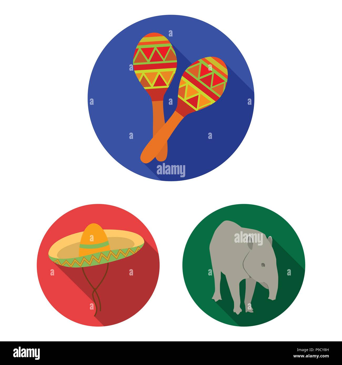 Country Mexico flat icons in set collection for design. Mexico and ...