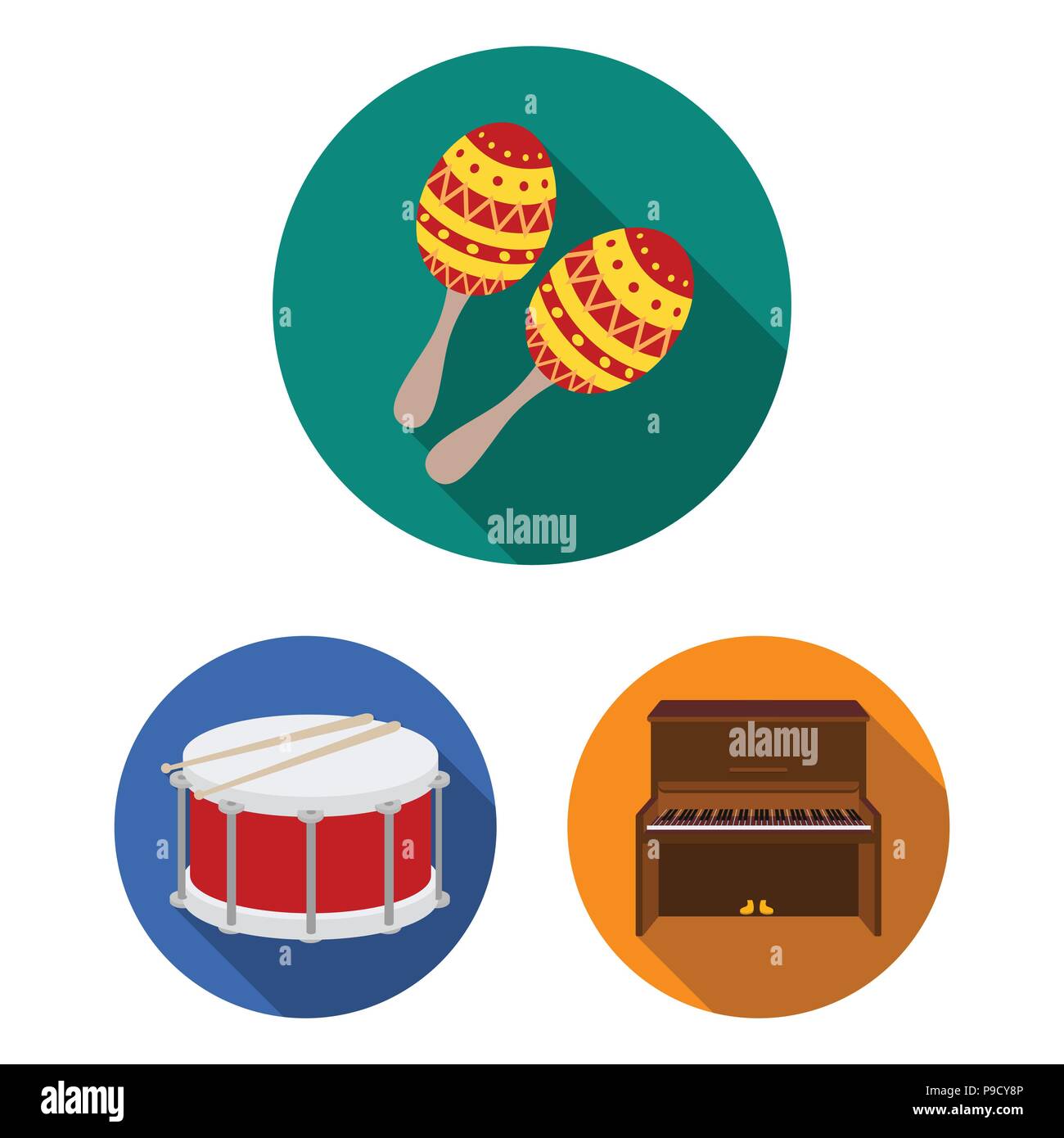 Musical instrument flat icons in set collection for design. String and ...