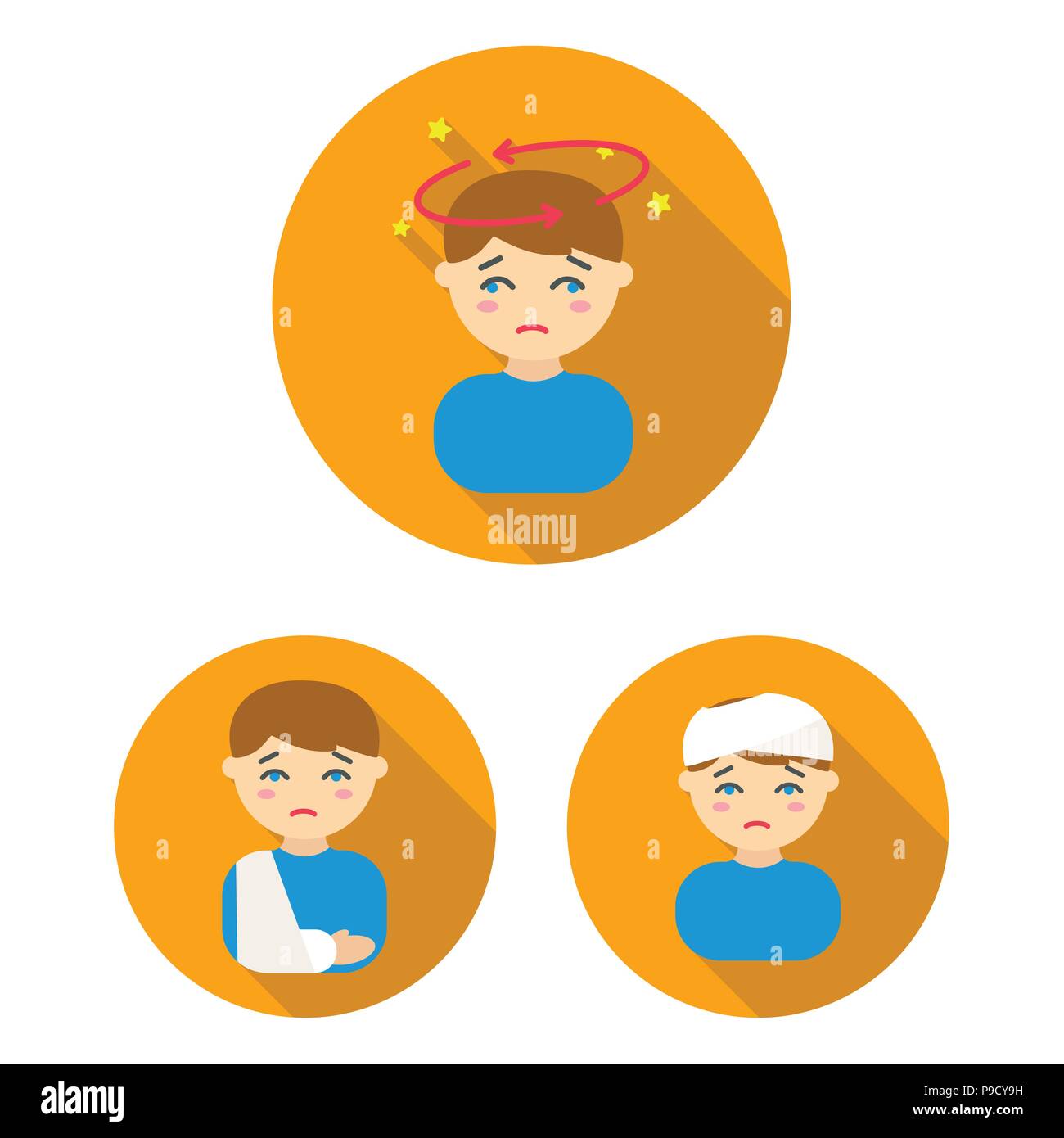 The sick man flat icons in set collection for design.Illness and ...