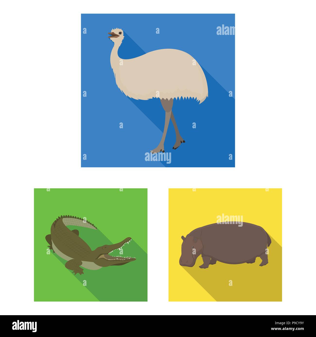Different animals flat icons in set collection for design. Bird ...