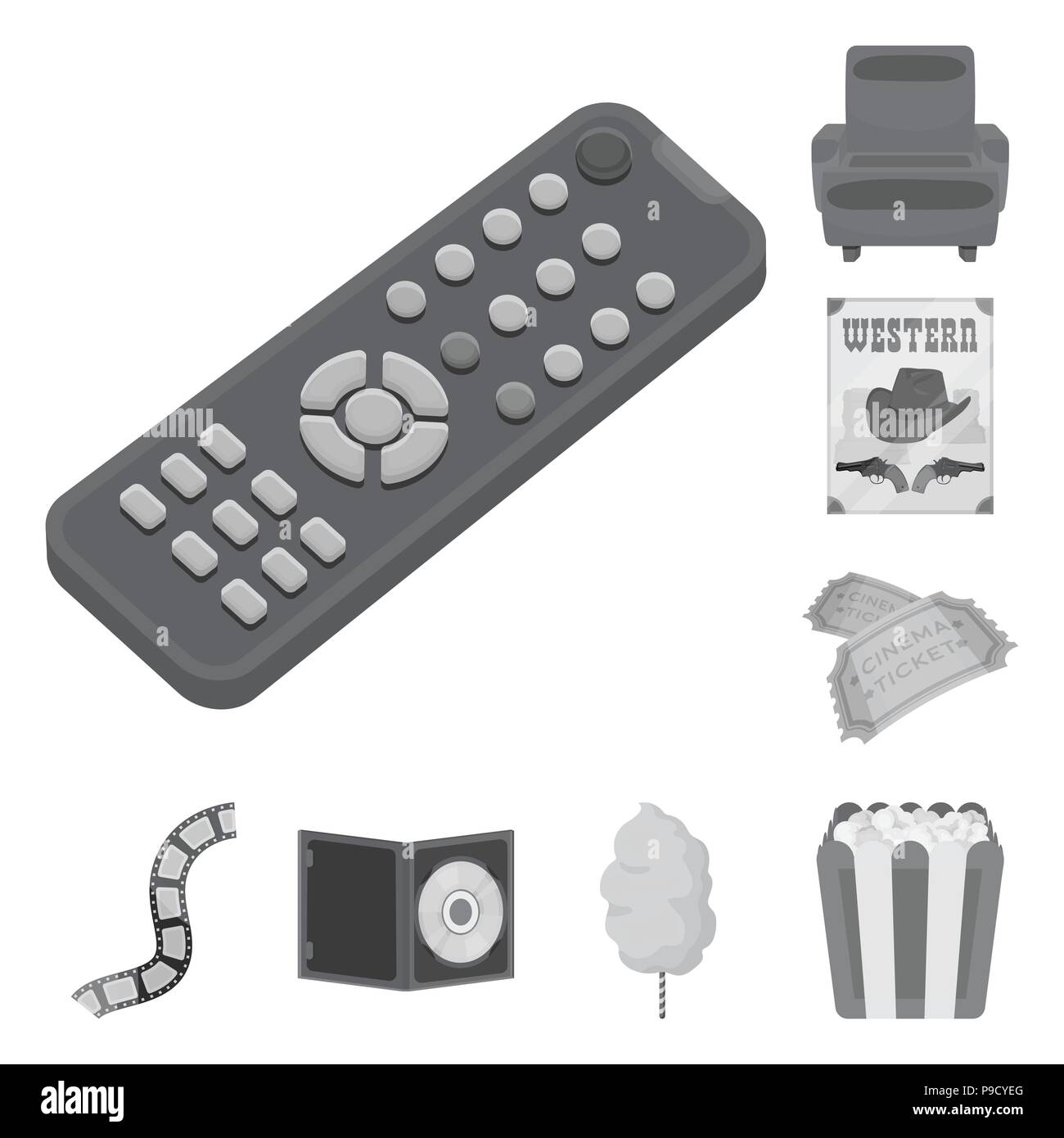 Films and cinema monochrome icons in set collection for design.Movies ...