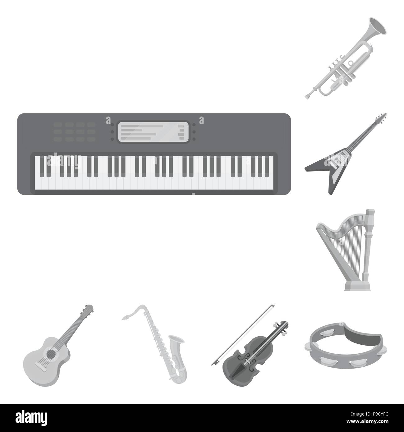 Musical instrument monochrome icons in set collection for design ...