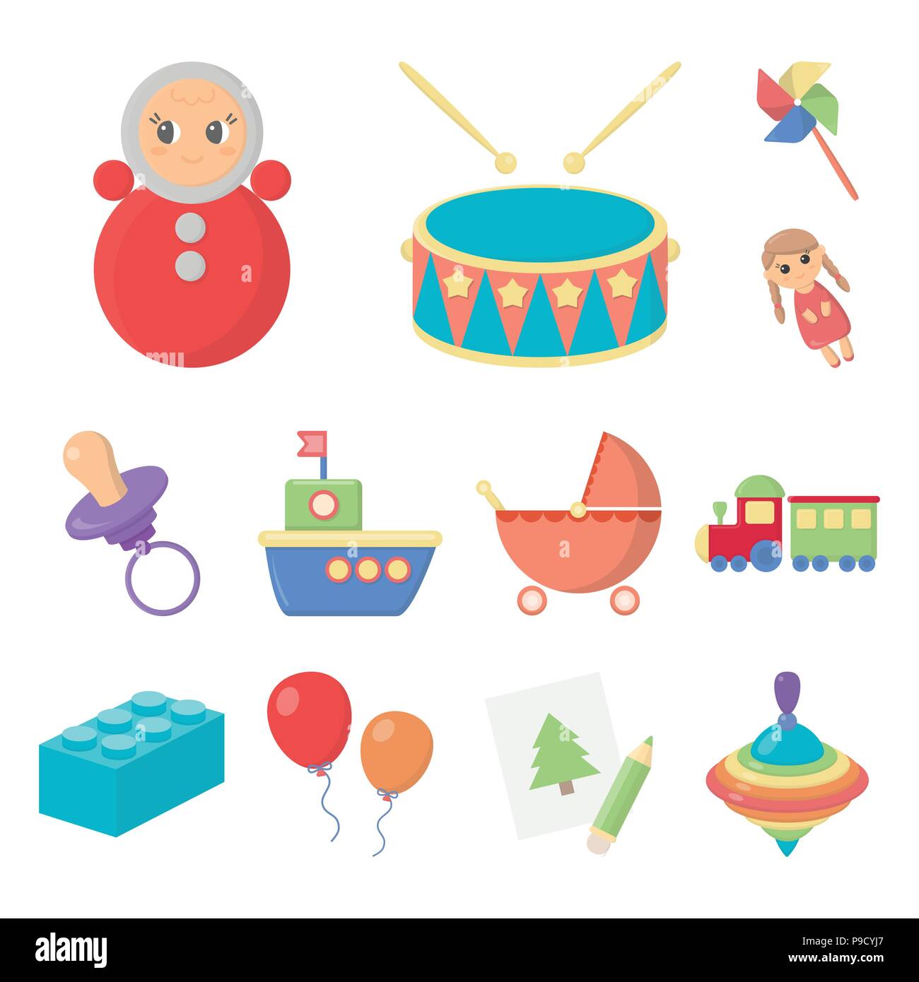 Children toy cartoon icons in set collection for design. Game and ...